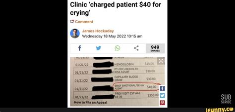 Clinic Charged Patient 40 For Crying Comment James Hockaday Wednesday 18 May 2022 Am 949