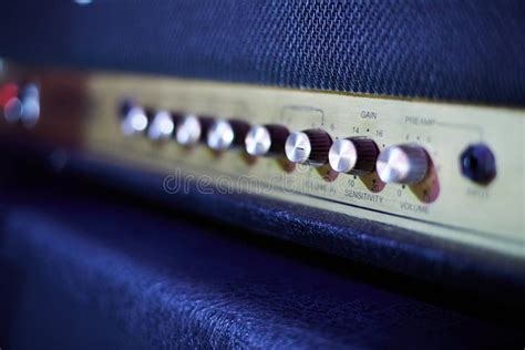 Guitar Amplifier Level Knobs Closeup Shot Electric Guitar Amp Closeup Photo For Rock Music