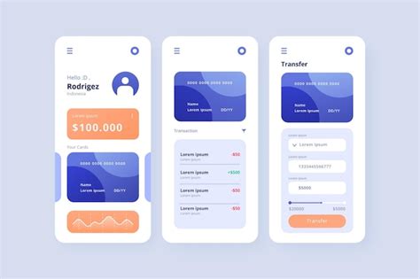 금융 앱 인터페이스 세트 무료 벡터