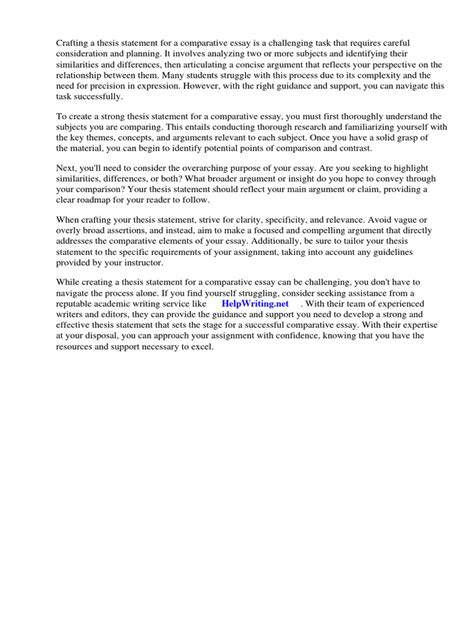 How To Create A Thesis Statement For A Comparative Essay Pdf Essays