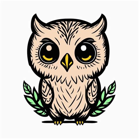 귀여운 사랑스러운 작은 올빼미 캐릭터 절연 프리미엄 벡터