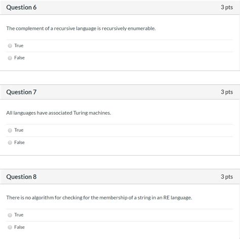Solved Question 6 3 Pts The Complement Of A Recursive
