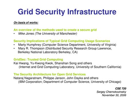 Grid Security Infrastructure