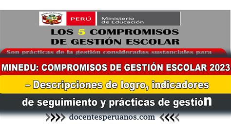 Minedu Compromisos De GestiÓn Escolar 2023 Descripciones De Logro