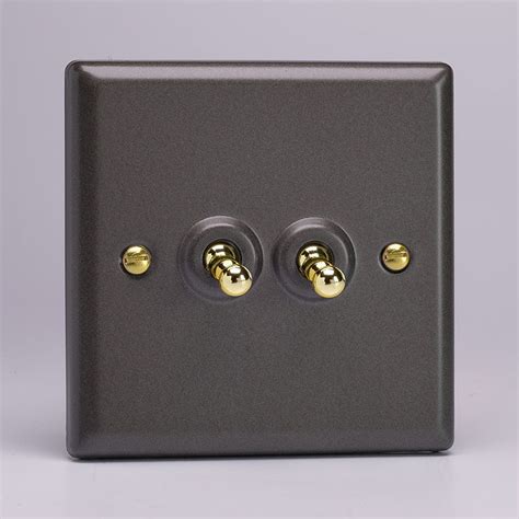 Ellis And Co Twin Toggle Light Switch Slate Greybrass Rv2tsb