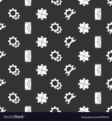 Set Wrench Spanner And Gear Setting On Smartphone Vector Image