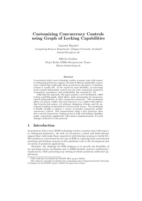 Pdf Customizing Concurrency Controls Using Graph Of Locking Capabilities