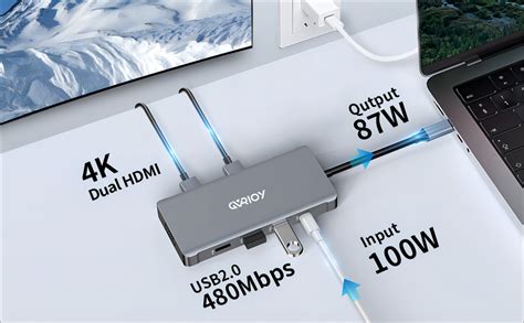 Amazon Com USB C To Dual HDMI Adapter Multi Display Docking Station Dual Monitor With 2 HDMI