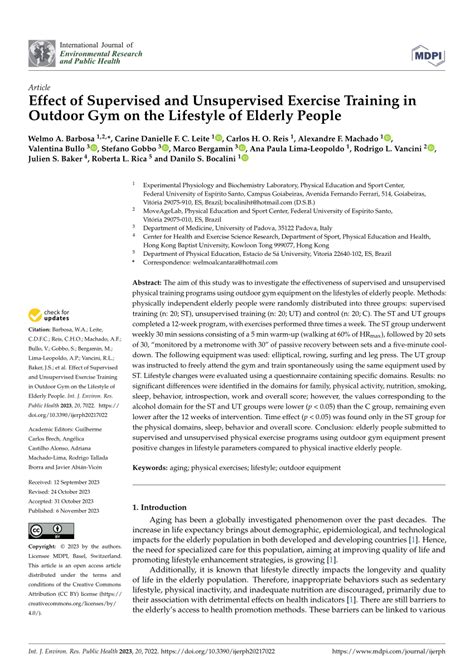 Pdf Effect Of Supervised And Unsupervised Exercise Training In