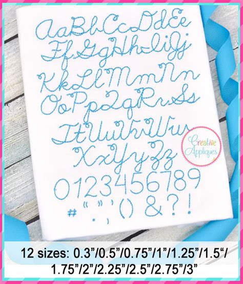 Cursive Floss Embroidery Font Creative Appliques