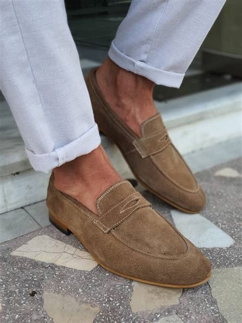 Darlington Beige Suede Penny Loafers Aysotiman