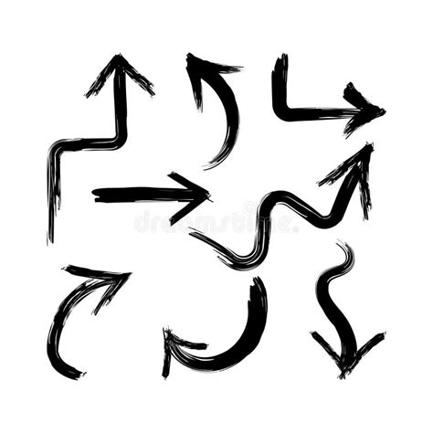 Isolated Hand Drawn Arrow Set With Grunge Style Stock Vector Illustration Of Background