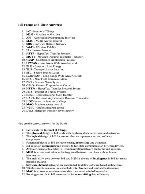 Question Bank Iot Pdf Internet Of Things Computer Network