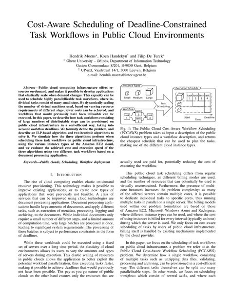 Pdf Cost Aware Scheduling Of Deadline Constrained Task Workflows In