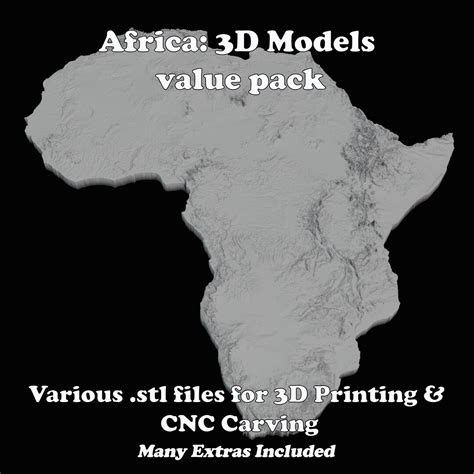 Africa Topography 3d Digital Stl Models Value Pack Etsy