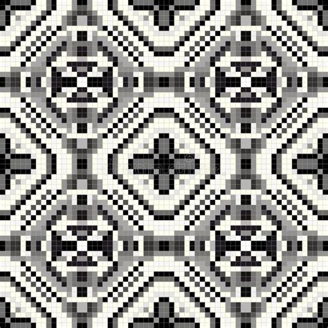 Beautiful Pixel Monochrome Seamless Geometric Pattern Stock Vector Illustration Of Mosaic