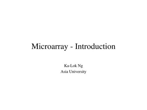 PPT Microarray Introduction PowerPoint Presentation Free Download ID 4778464