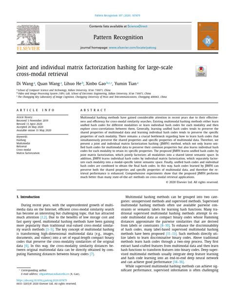 2020 Joint And Individual Matrix Factorization Hashing For Large Scale