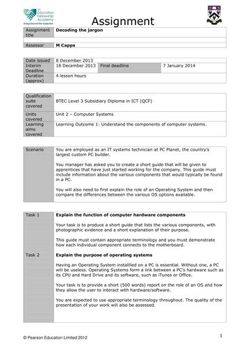 Btec Ict Unit 3 Information Systems Assignment 1 By Ajru23 Teaching