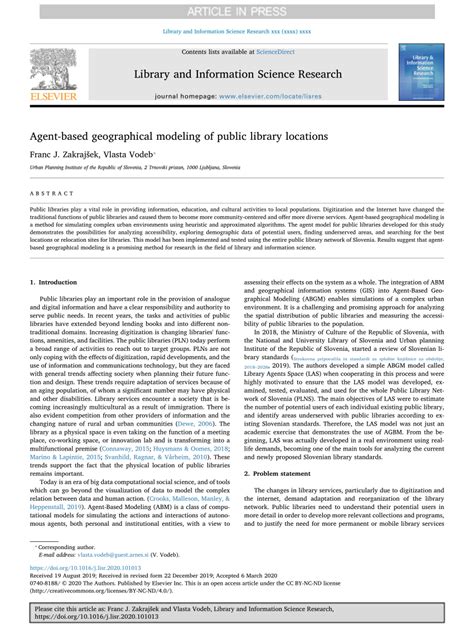 Pdf Agent Based Geographical Modeling Of Public Library Locations