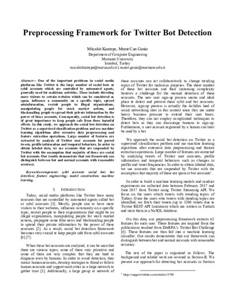 Pdf Preprocessing Framework For Twitter Bot Detection