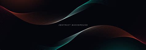 검은 배경에 추상적인 빛나는 물결 선입니다 반짝이는 움직이는 선 디자인 요소 현대 그라데이션 흐르는 웨이브 라인 다이나믹 웨이브 미래 지향적인 기술 개념 벡터 일러스트 레이