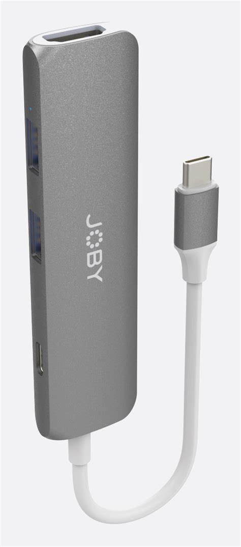 JOBY USB C HUB ADAPTER USB C To 2x USB A 1x USB C 1x 4K HDMI PD Through Aluminium Housing Grey