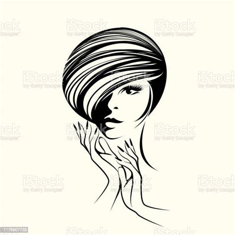 우아한 메이크업 헤어 스타일과 매니큐어와 아름다운 여자 아름다움 헤어 및 네일 살롱 로고 매니큐어 미용술에 대한 스톡 벡터 아트 및 기타 이미지 Istock