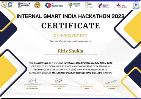 my certificate from smart india hackathon ritiz shukla posted on the topic linkedin