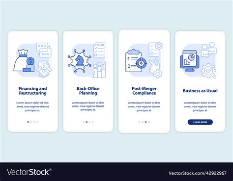 Business Merger Stages Light Blue Onboarding Vector Image
