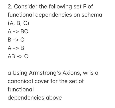 solved 2 consider the following set f of functional