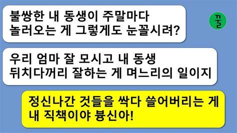 꿀꿀극장 우리 부모님이 사준 내 집을 본인 친정이라고 생각하고 주말마다 와서 먹고 자고 싸고 다 쓸어가는 시누이와 거기에