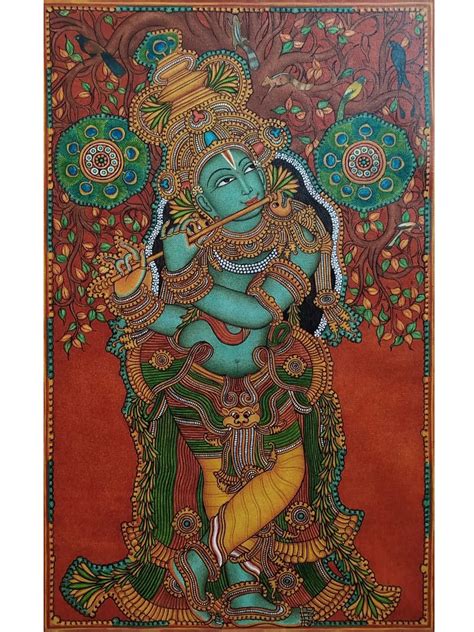 Shri Krishna Acrylic On Canvas By Anandu Exotic India Art
