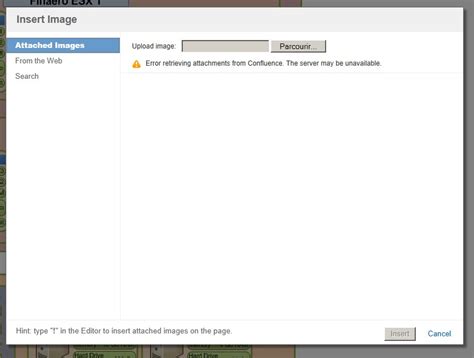 unable to retrieve attachment or insert into a page confluence