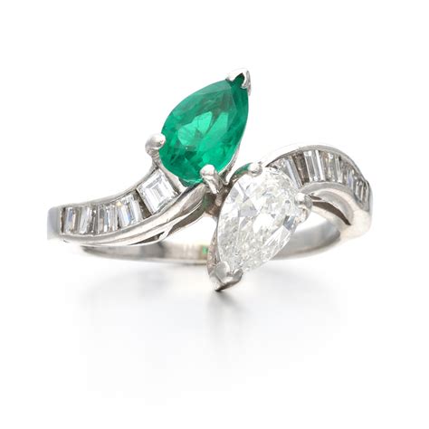Platinum Emerald And Diamond Bypass Ring Available For Immediate Sale At Sothebys