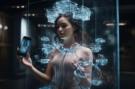 Premium Ai Image Full Shot Woman Augmented Reality Technology