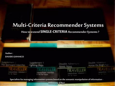 Multi Criteria Recommender Systems Overview Ppt