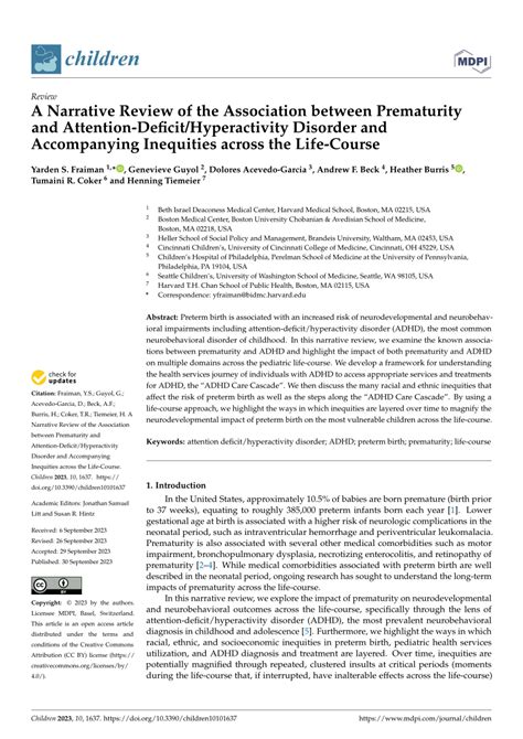Pdf A Narrative Review Of The Association Between Prematurity And
