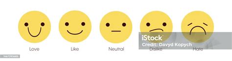 피드백 이모티콘 아이콘 세트입니다 증오와 사랑 이모티콘 웃는 피드백 스마일리를 사용한 사용자 경험률 고객 만족도 수준 감정의