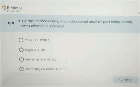 In A Product Recall Crisis Which Situational StudyX