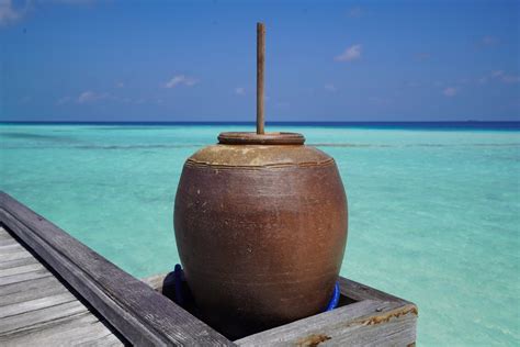 나무 표면에 금속 냄비 사진 Unsplash의 무료 몰디브 이미지