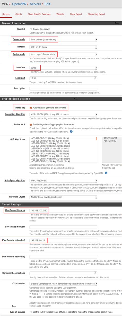 PfSense Configuring A Site To Site OpenVPN Instance Provya