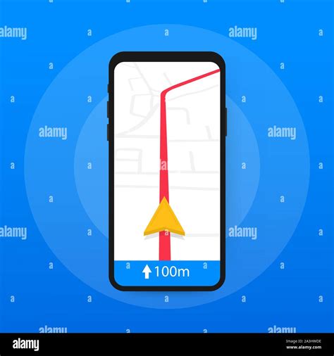 Vector Illustration Of Smartphone With Mobile Navigation App On Screen