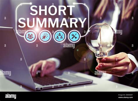 Conceptual Display Short Summary Business Showcase Brief Statement Of Main Points Clear Stock