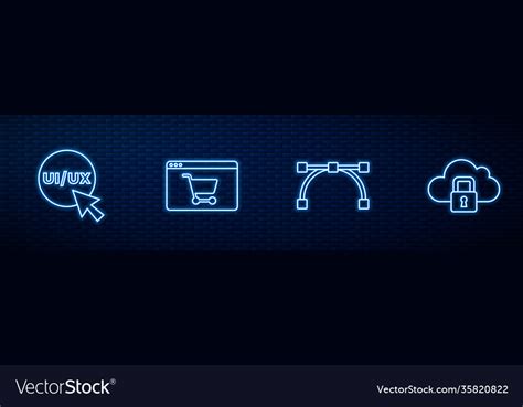 Set Line Bezier Curve Ui Or Ux Design Online Vector Image