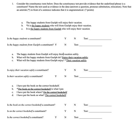 Syntax Homework Consider The Constituency Tests Chegg