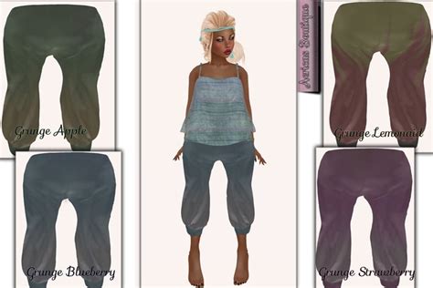 Second Life Marketplace Aericas Boutique Harem Pants Blue Grunge