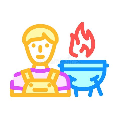 Grill Master Restaurant Chef Color Icon Vector Illustration Stock Vector Illustration Of