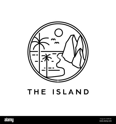 Simple Island Logo Design Tropical Island Line Art Style Vector Design Stock Vector Image And Art