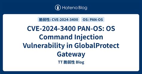 Cve 2024 3400 Pan Os Os Command Injection Vulnerability In Globalprotect Gateway Tt 脆弱性 Blog
